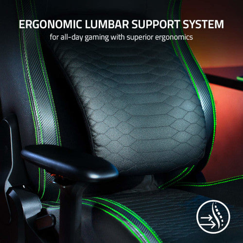 Razer Iskur Gaming Chair: Ergonomic Lumbar Support System Black/Green ...